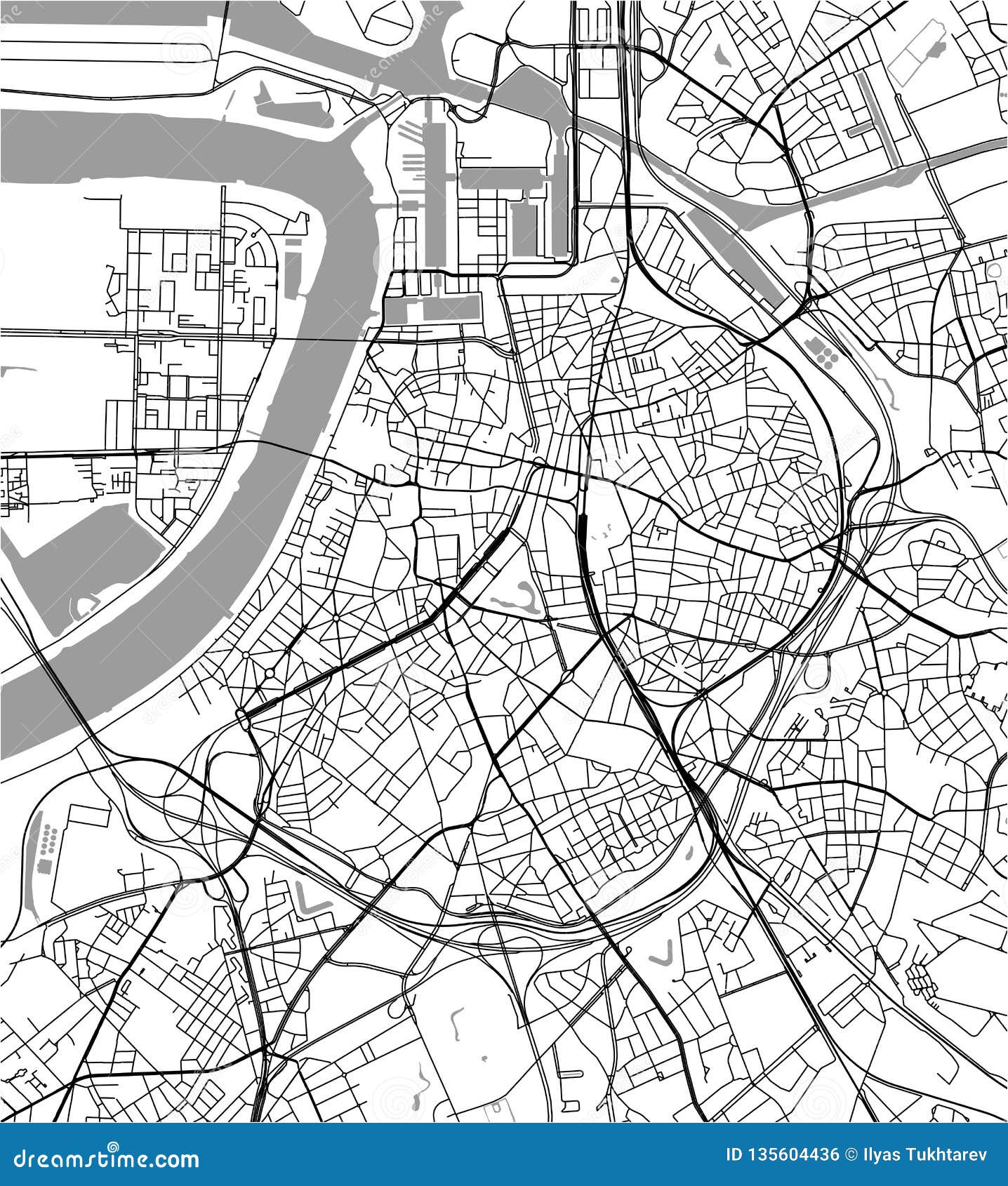 Map of the City of Antwerp, Belgium Stock Illustration - Illustration ...