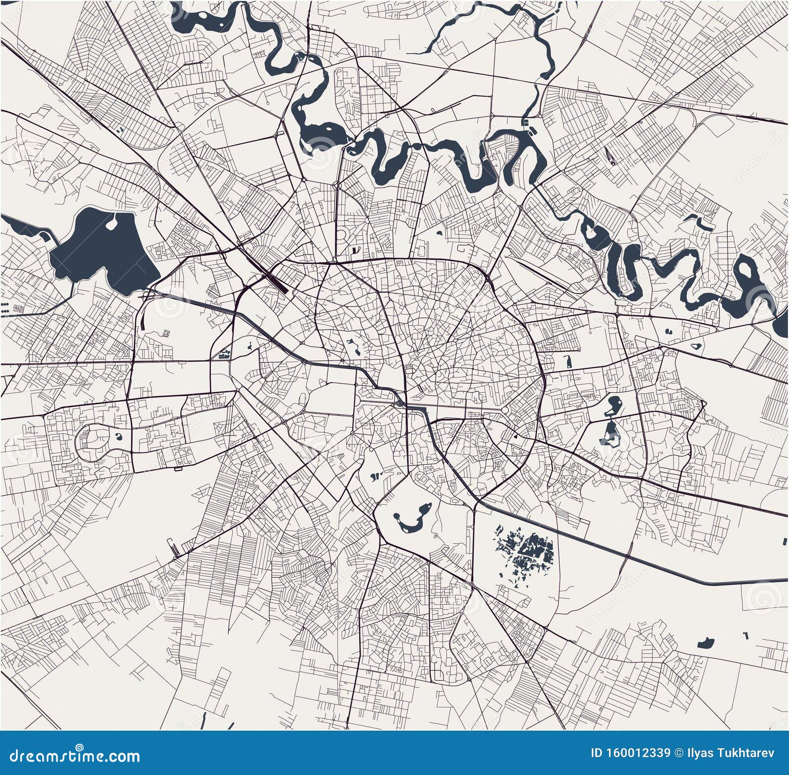Map of the City of Bucharest, Romania Stock Illustration - Illustration ...
