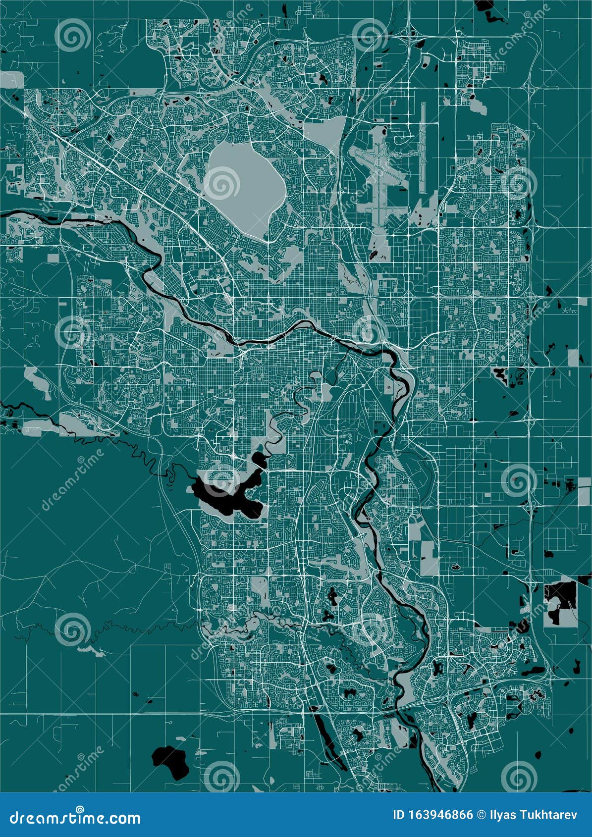 Map of the City of Calgary, Canada Stock Vector - Illustration of ...