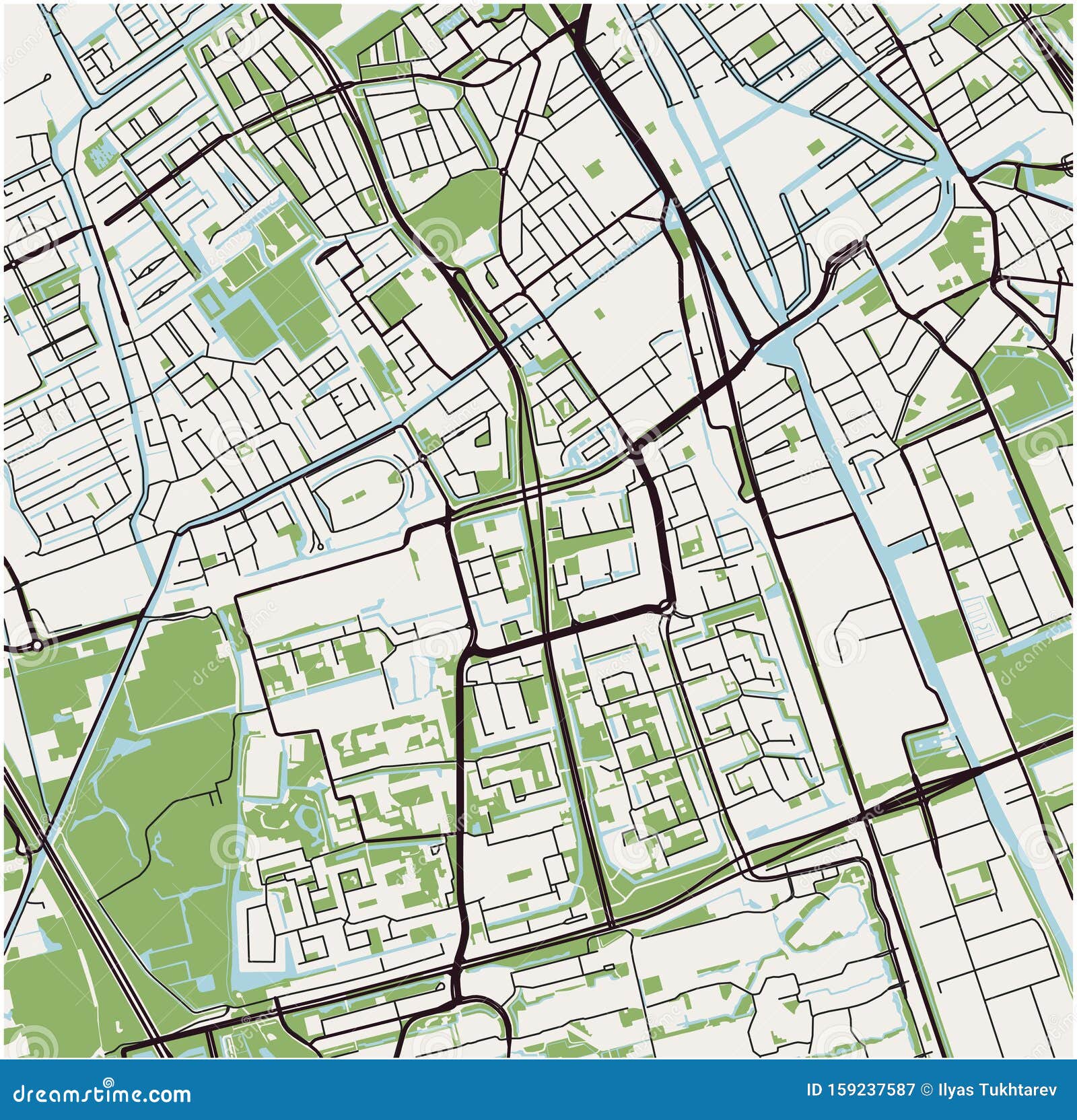 Map of the City of Delft, Netherlands Stock Illustration - Illustration ...