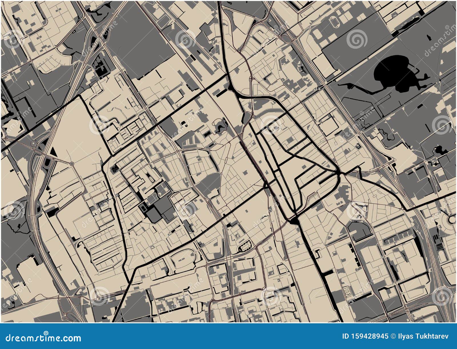 Map of the City of Delft, Netherlands Stock Illustration - Illustration ...