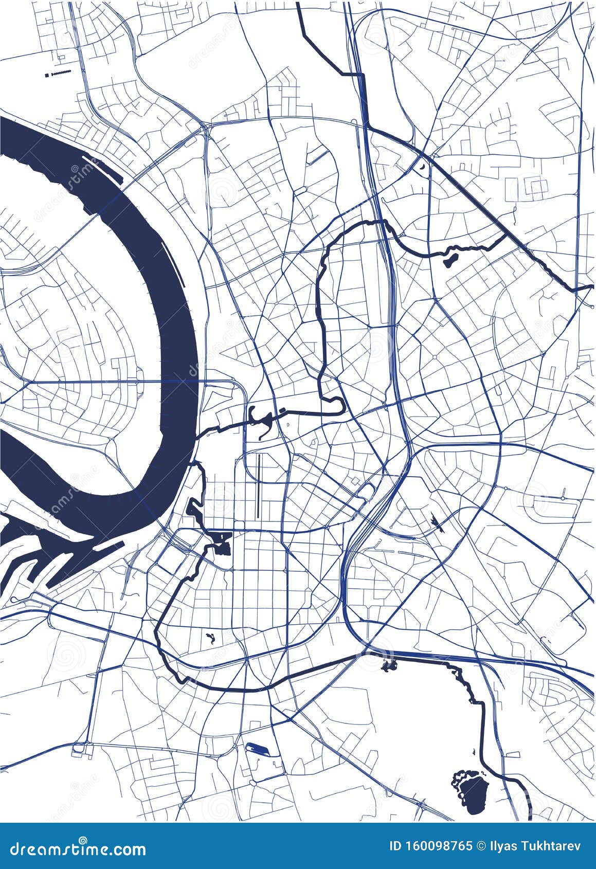 Map of the City of Dusseldorf, Germany Stock Illustration ...