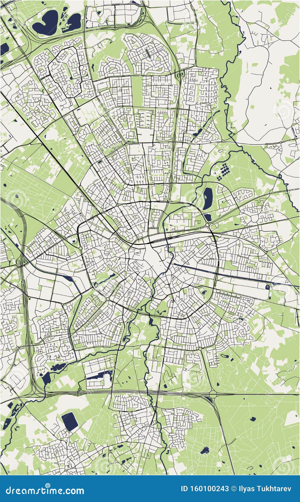 Map of the City of Eindhoven, Netherlands Stock Illustration ...