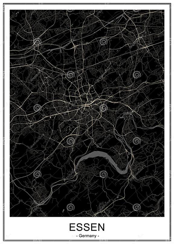 Map of the City of Essen, Germany Stock Illustration - Illustration of ...