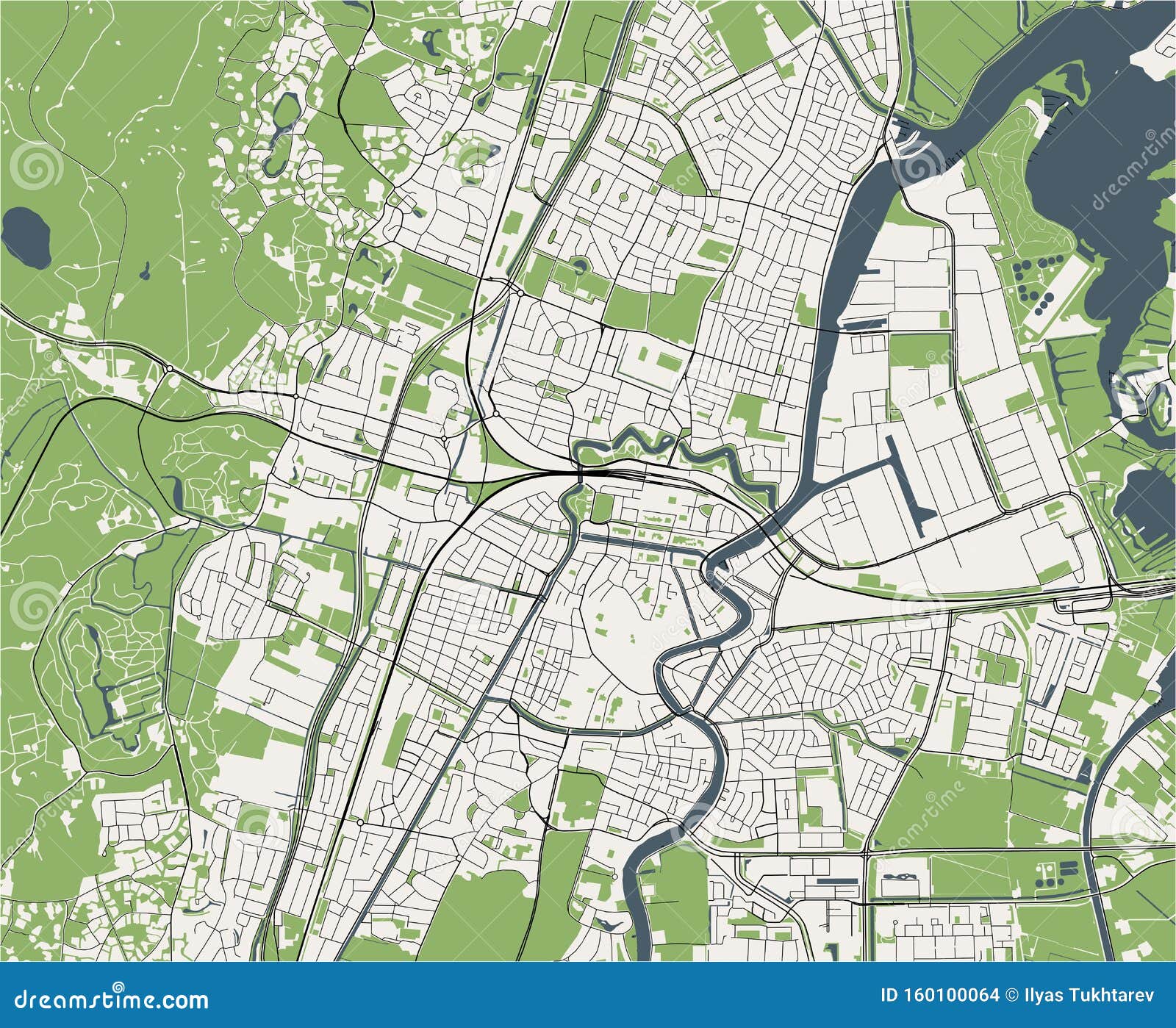 Map of the City of Haarlem, Netherlands Stock Illustration ...