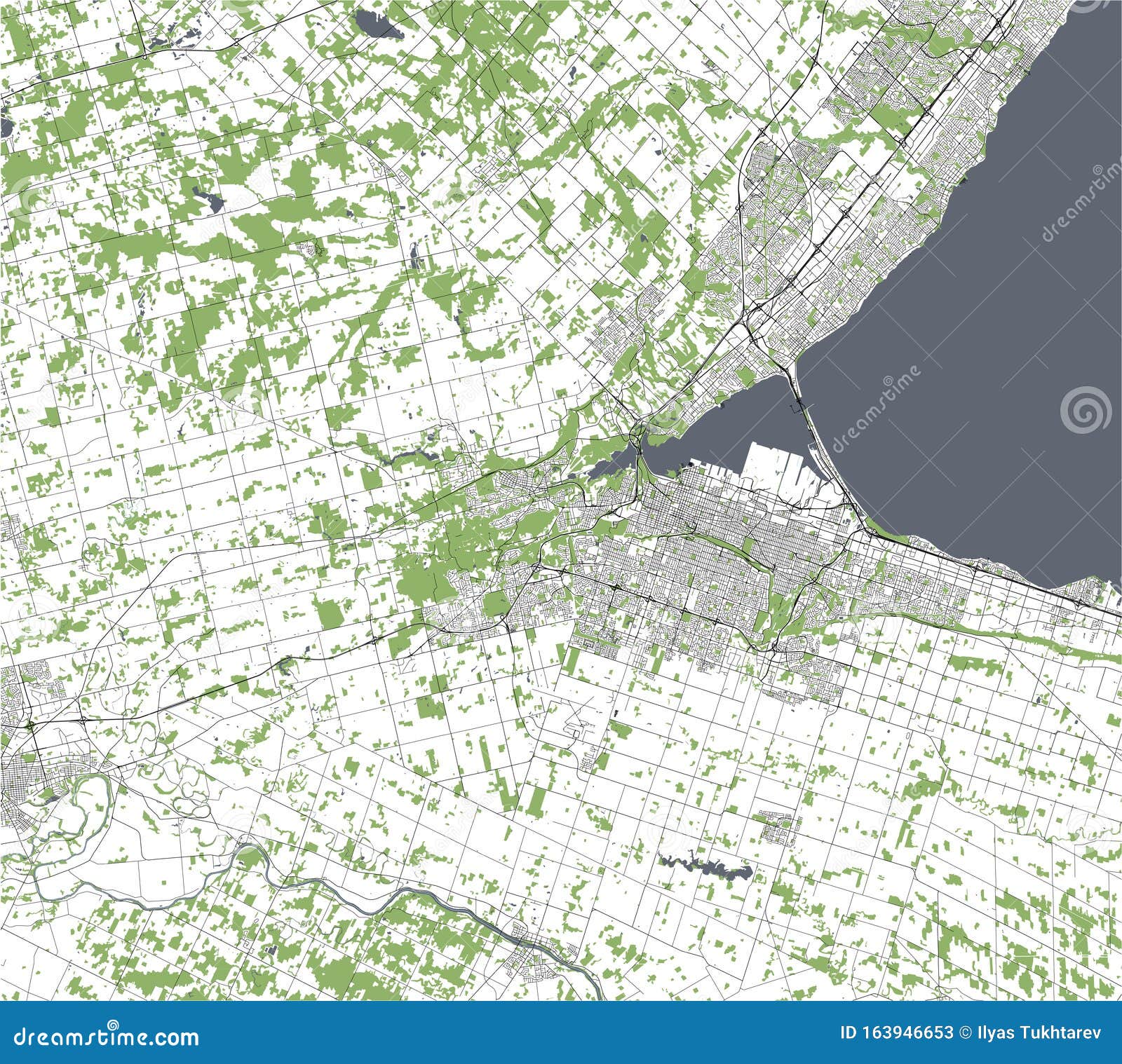 Map of the City of Hamilton, Canada Stock Vector - Illustration of ...