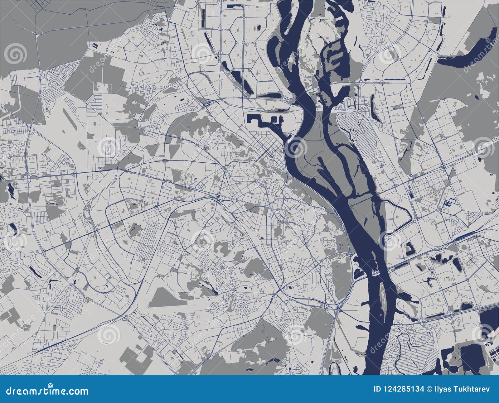 Map of the City of Kiev, Ukraine Stock Illustration - Illustration of ...