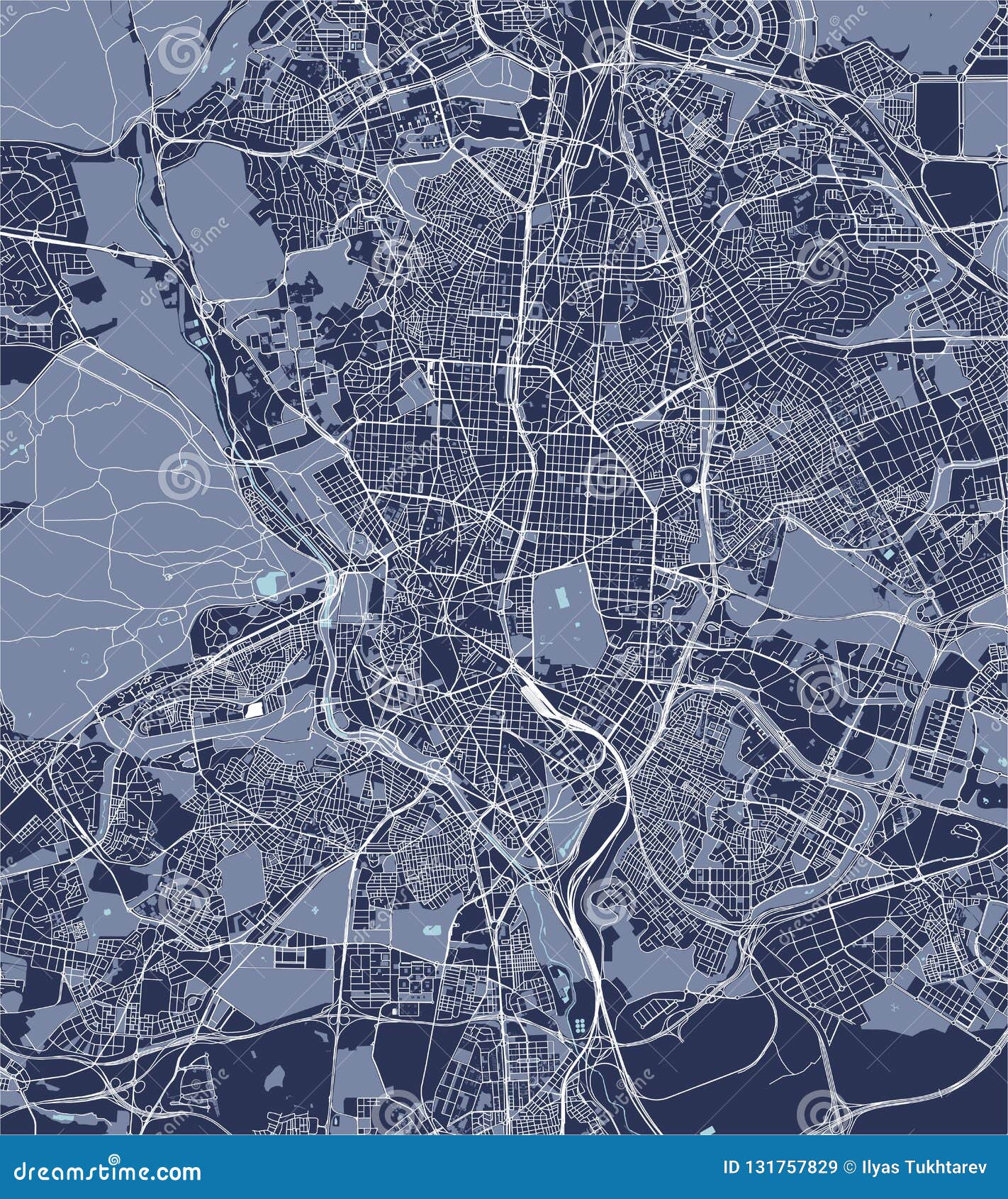 Map of the City of Madrid, Spain Stock Vector - Illustration of ...