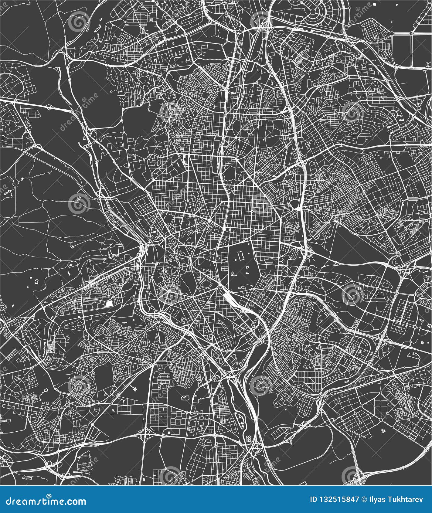 Map of the City of Madrid, Spain Stock Vector - Illustration of country ...