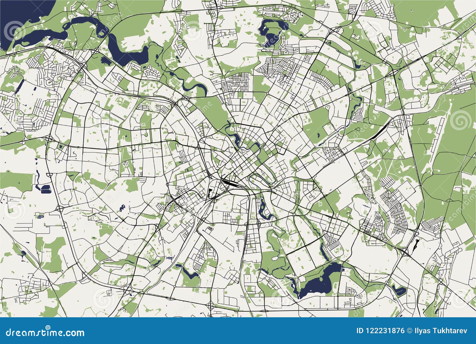 Map of the City of Minsk, Belarus Stock Illustration - Illustration of ...