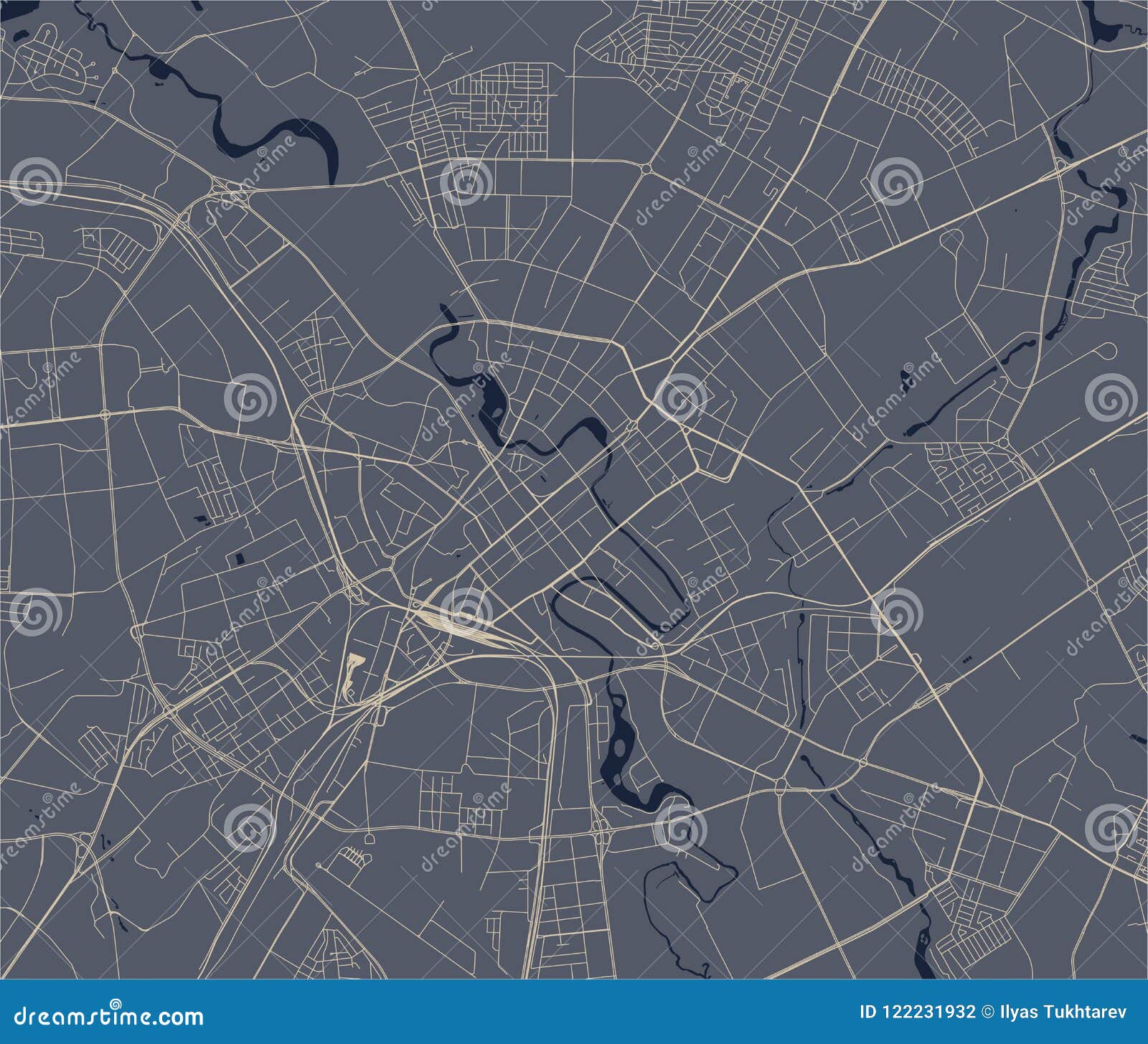 Map of the City of Minsk, Belarus Stock Illustration - Illustration of ...