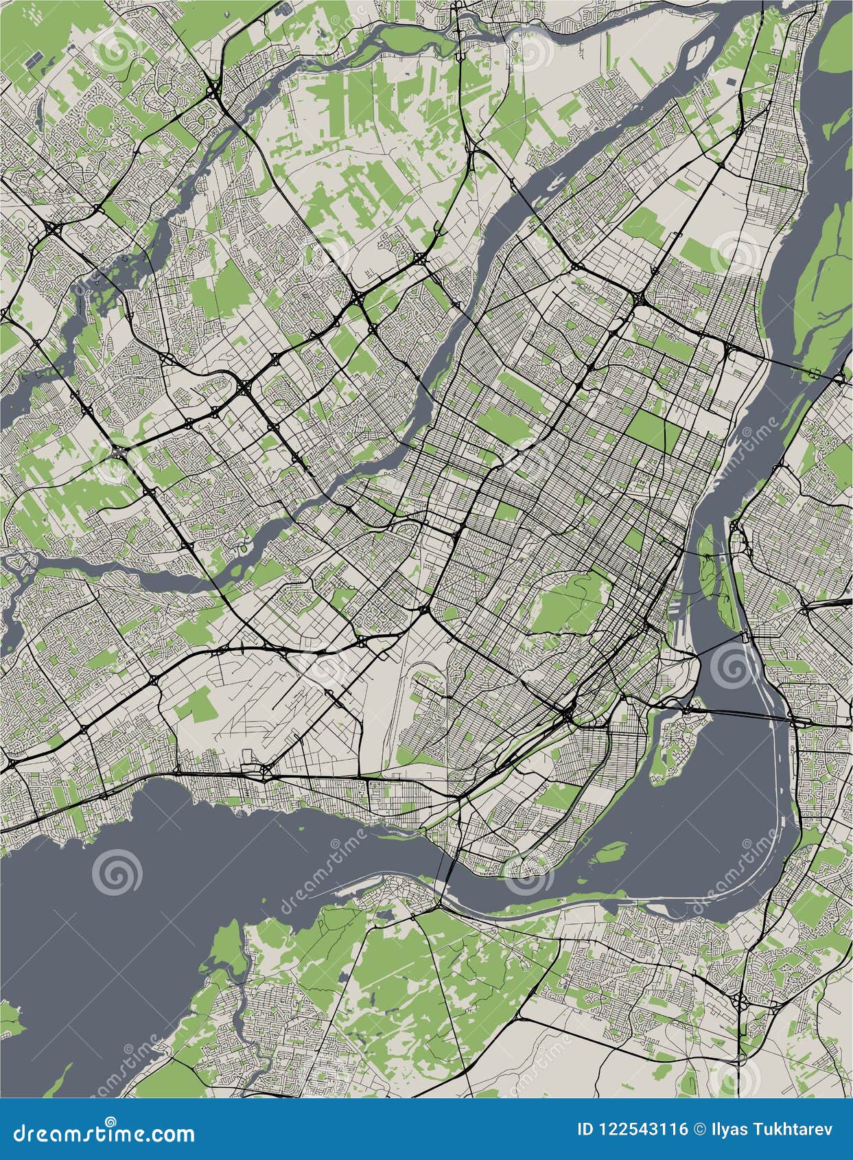 Map of the City of Montreal , Canada Stock Vector - Illustration of ...
