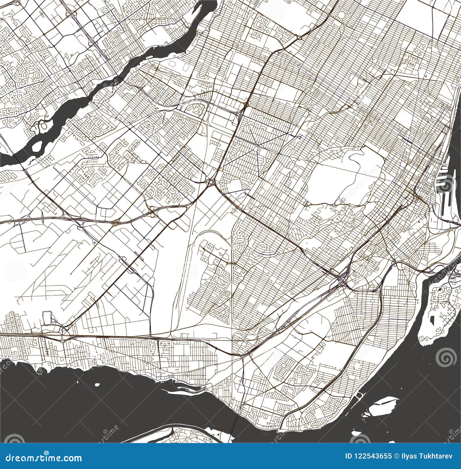 Map of the City of Montreal , Canada Stock Vector - Illustration of ...