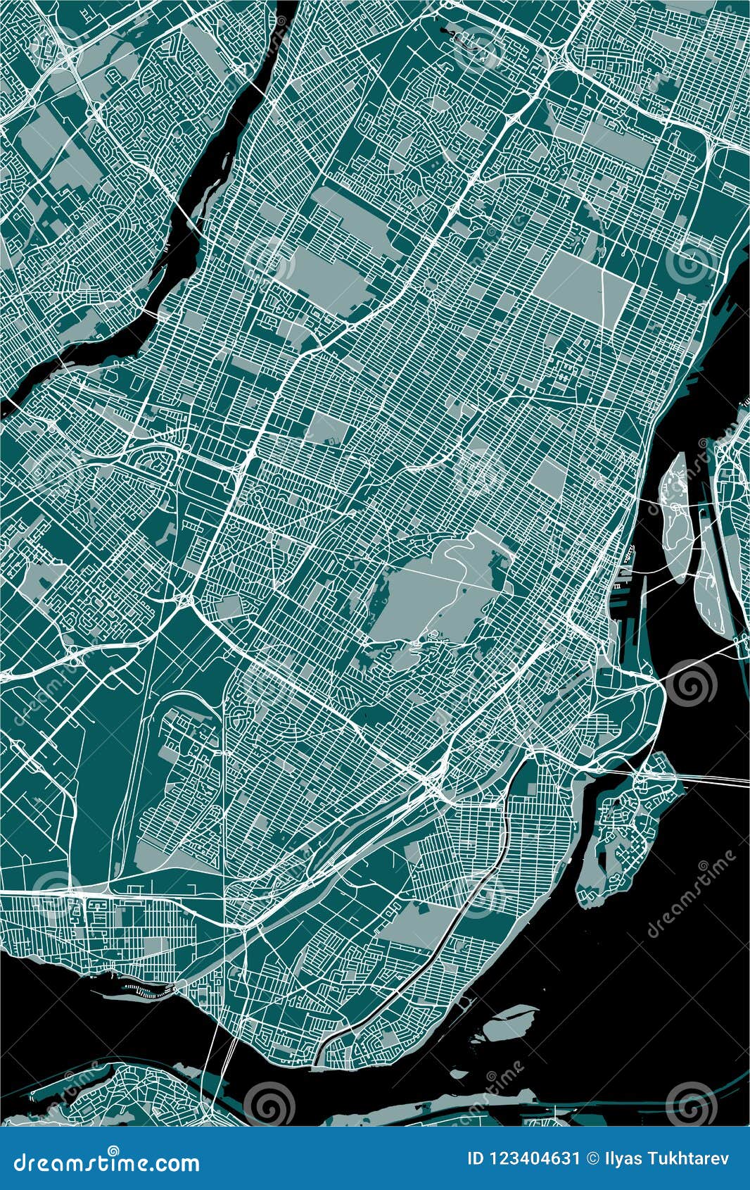 Map of the City of Montreal , Canada Stock Illustration - Illustration ...