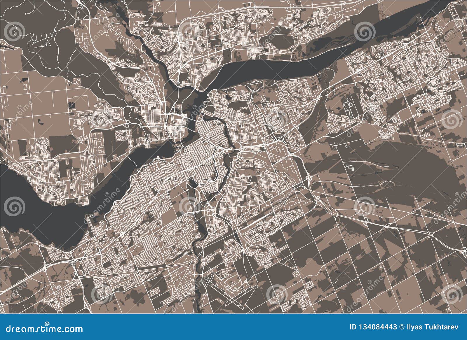Map of the City of Ottawa, Ontario, Canada Stock Vector - Illustration ...