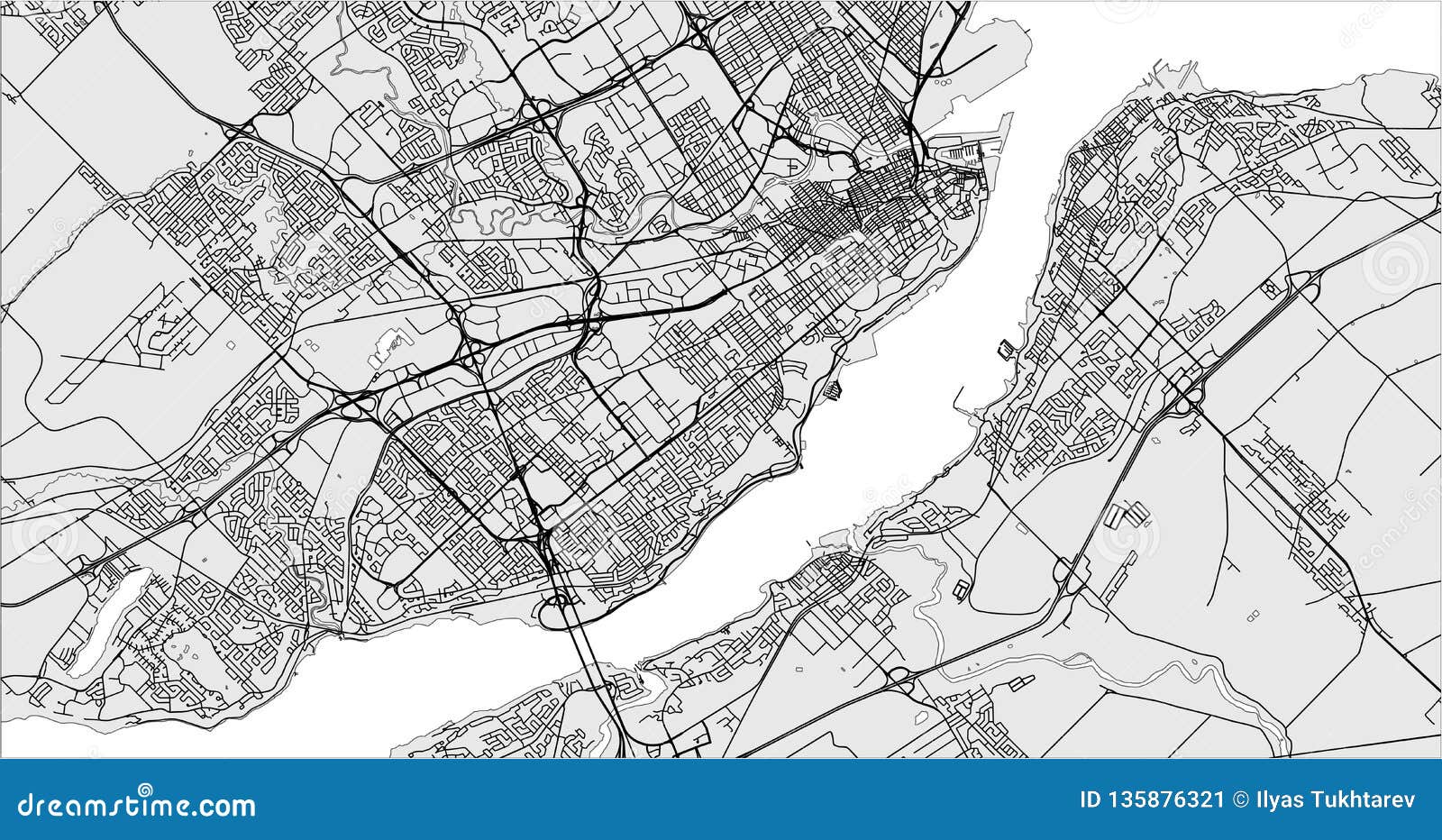 Map of the City of Quebec, Canada Stock Illustration - Illustration of ...