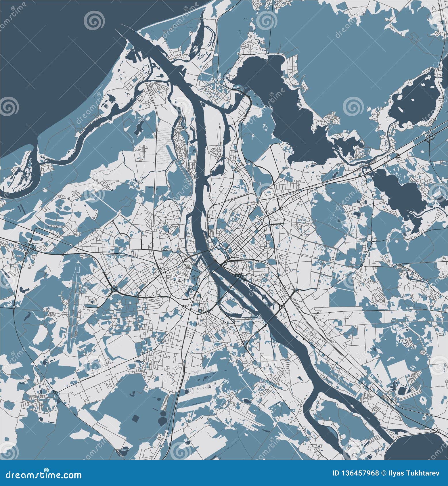Map of the City of Riga, Latvia Stock Vector - Illustration of place ...