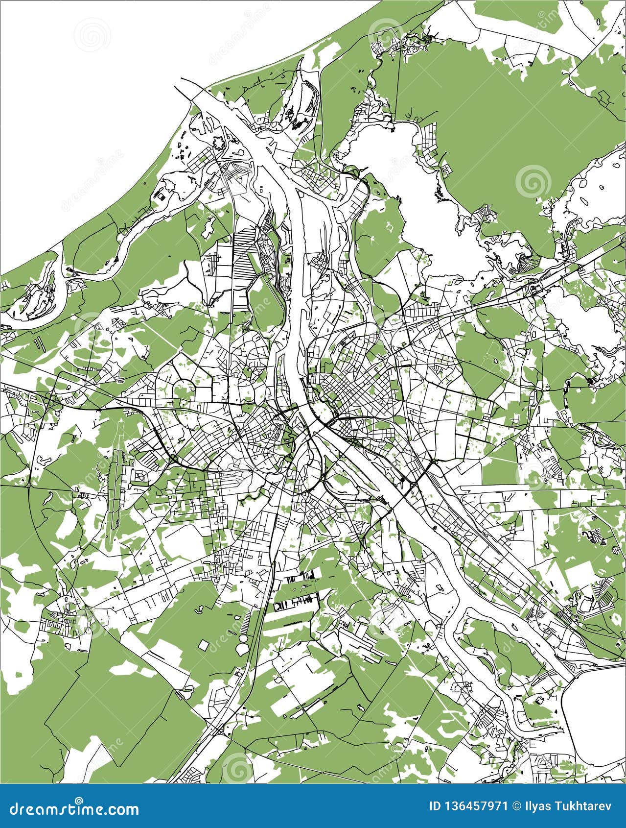 Map of the City of Riga, Latvia Stock Vector - Illustration of ...