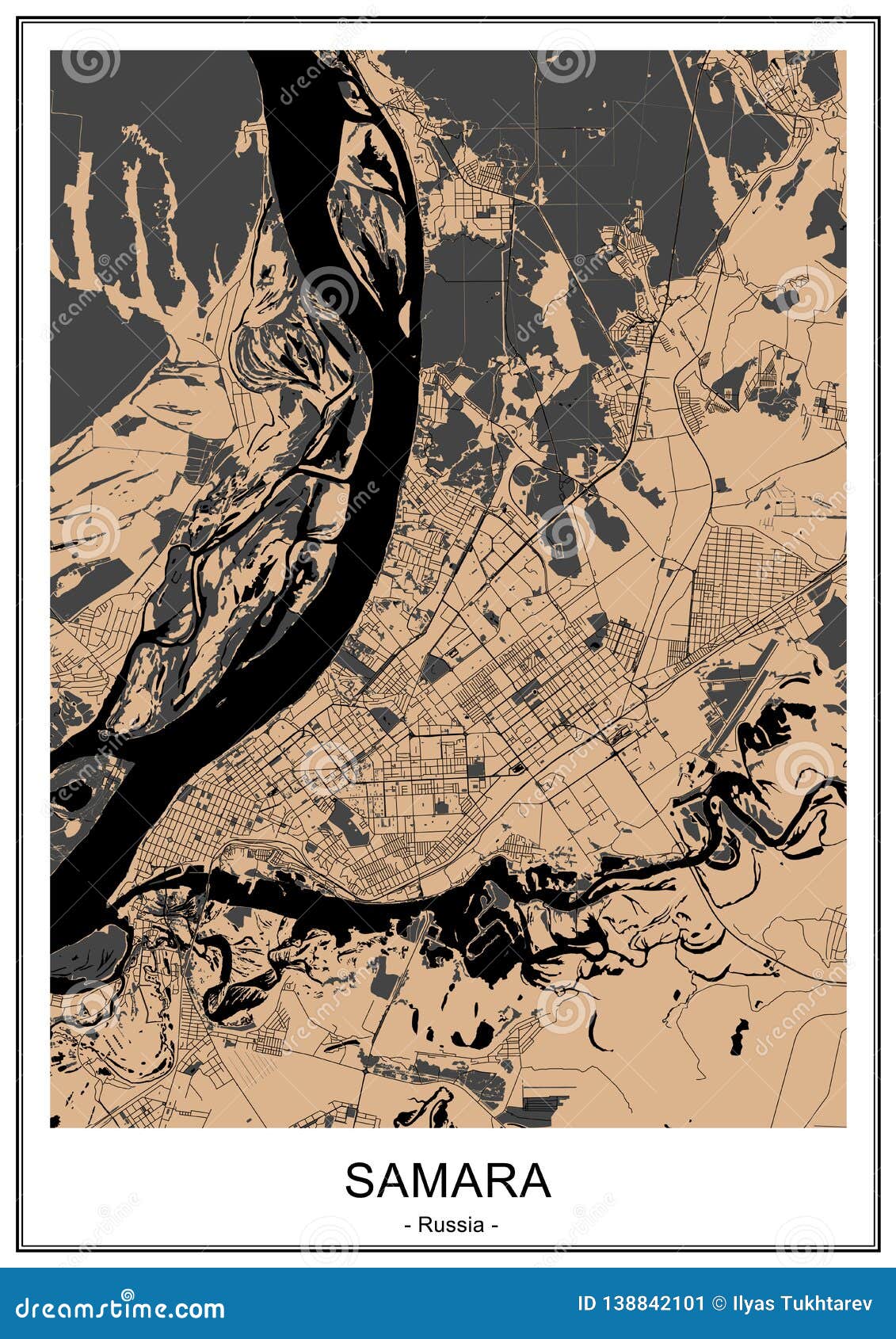 Map of the City of Samara, Russia Stock Illustration - Illustration of ...