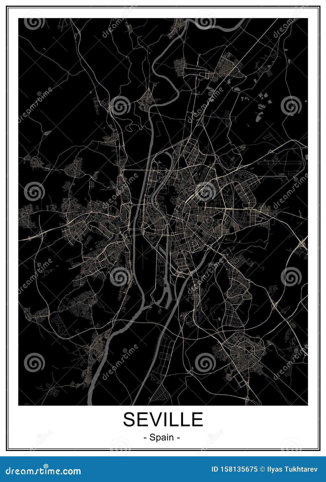 Map Of The City Of Sevilla, Spain Stock Image | CartoonDealer.com ...