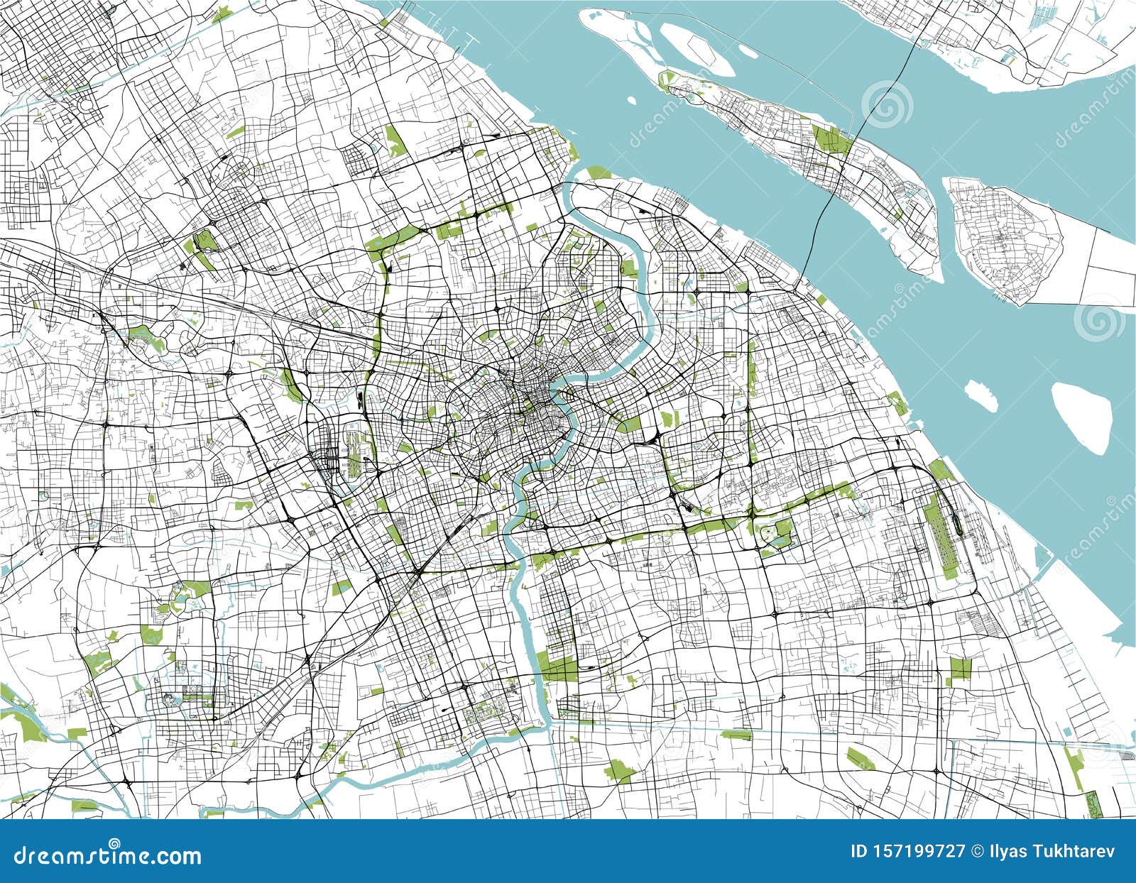Map of the City of Shanghai, China Stock Illustration - Illustration of ...