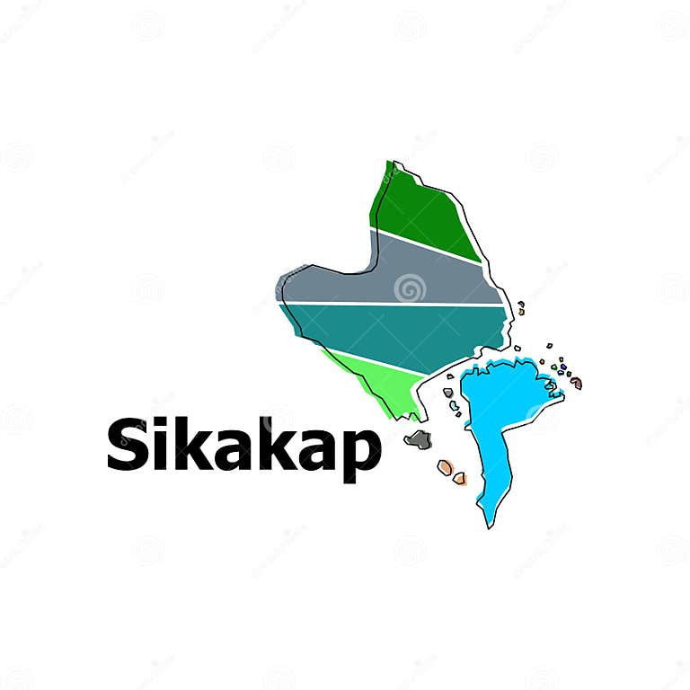 Vector Map City of Sikakap, Element Graphic Illustration Template Design Stock Vector ...