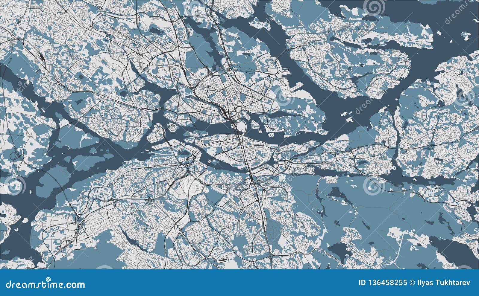 Map of the City of Stockholm, Sweden Stock Vector - Illustration of ...