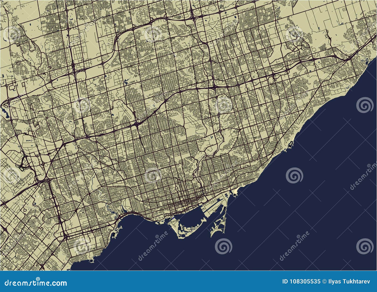 Map of the City of Toronto, Canada Stock Vector - Illustration of ...