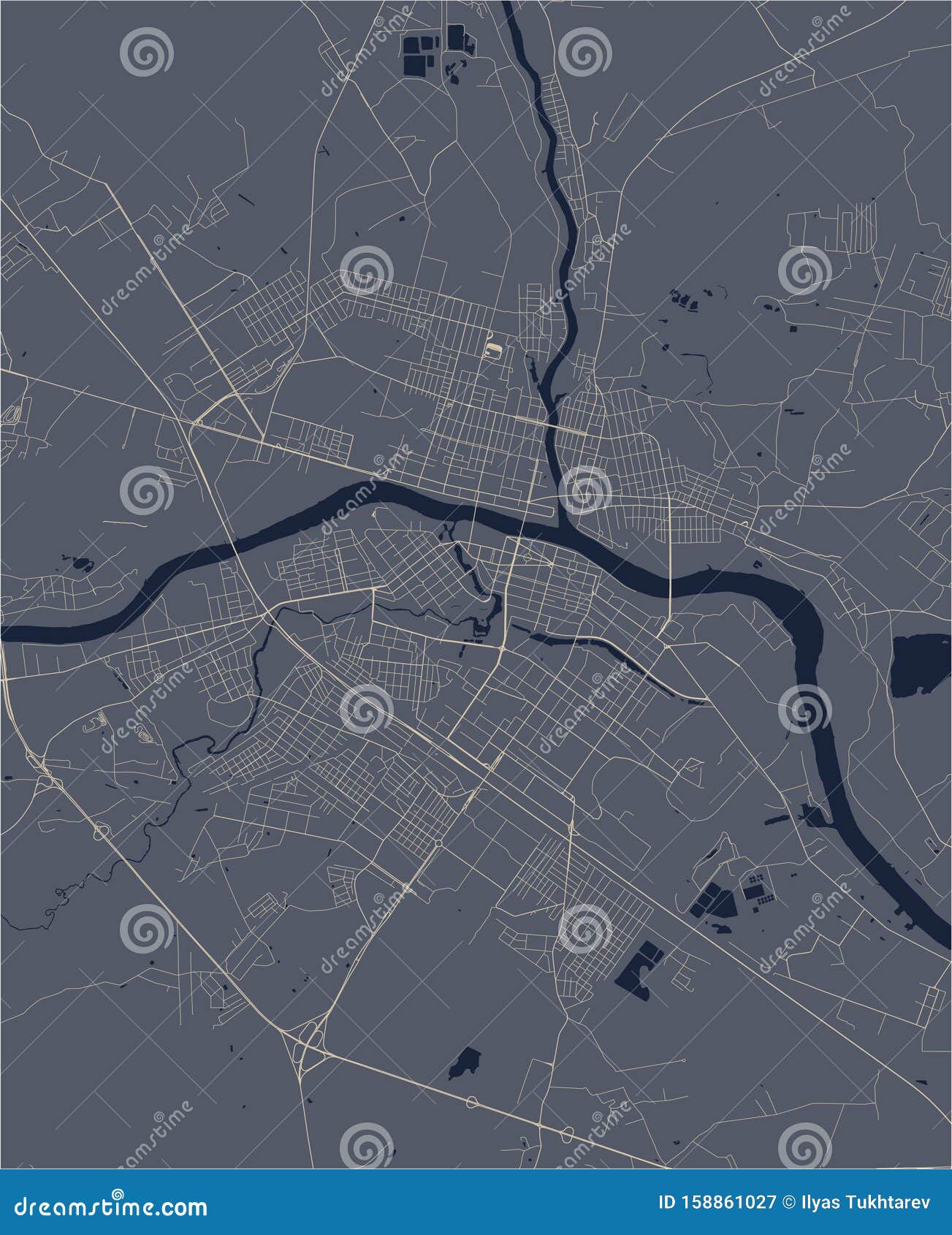 Map of the City of Tver, Russia Stock Illustration - Illustration of ...