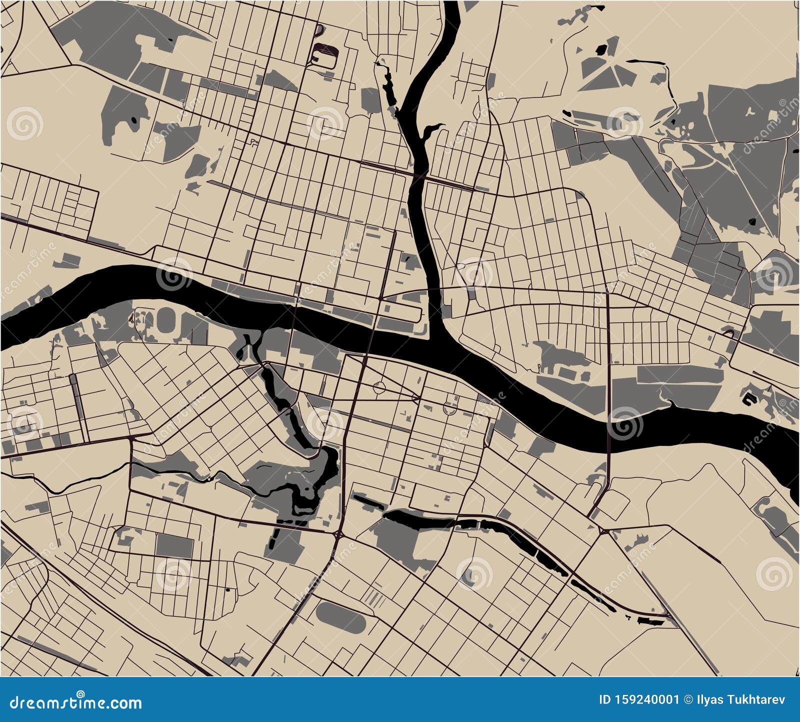 Map of the City of Tver, Russia Stock Illustration - Illustration of ...