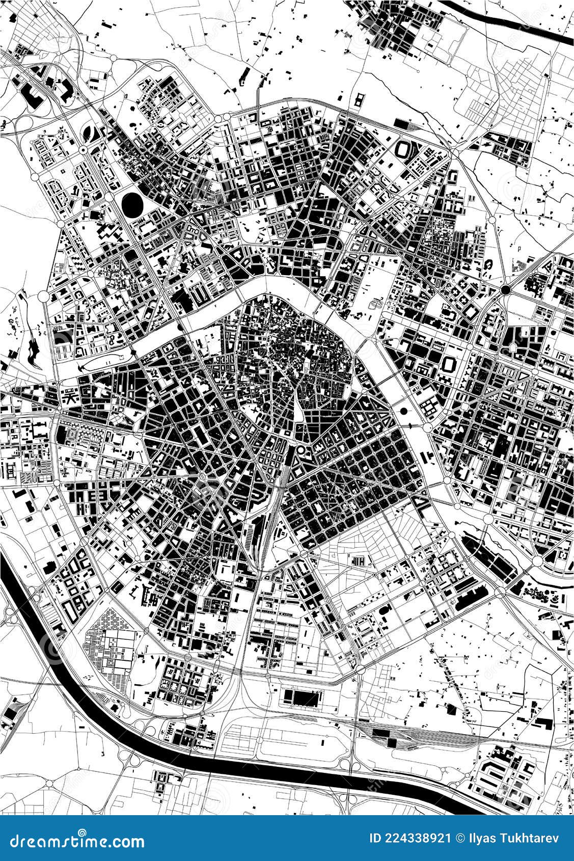 Map of the City of Valencia, Spain Stock Vector - Illustration of ...