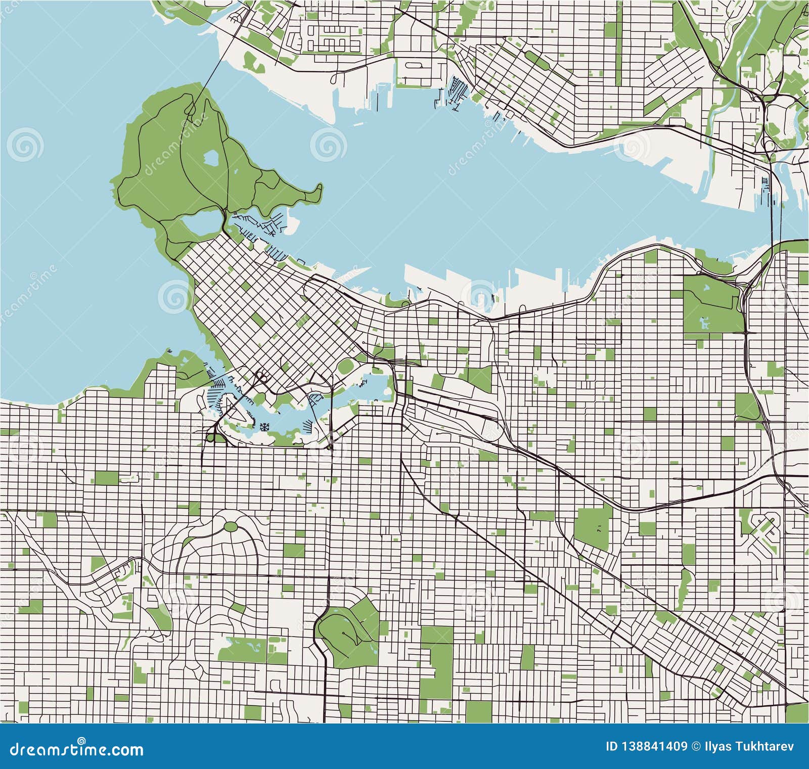 Map of the City of Vancouver , Canada Stock Vector - Illustration of ...