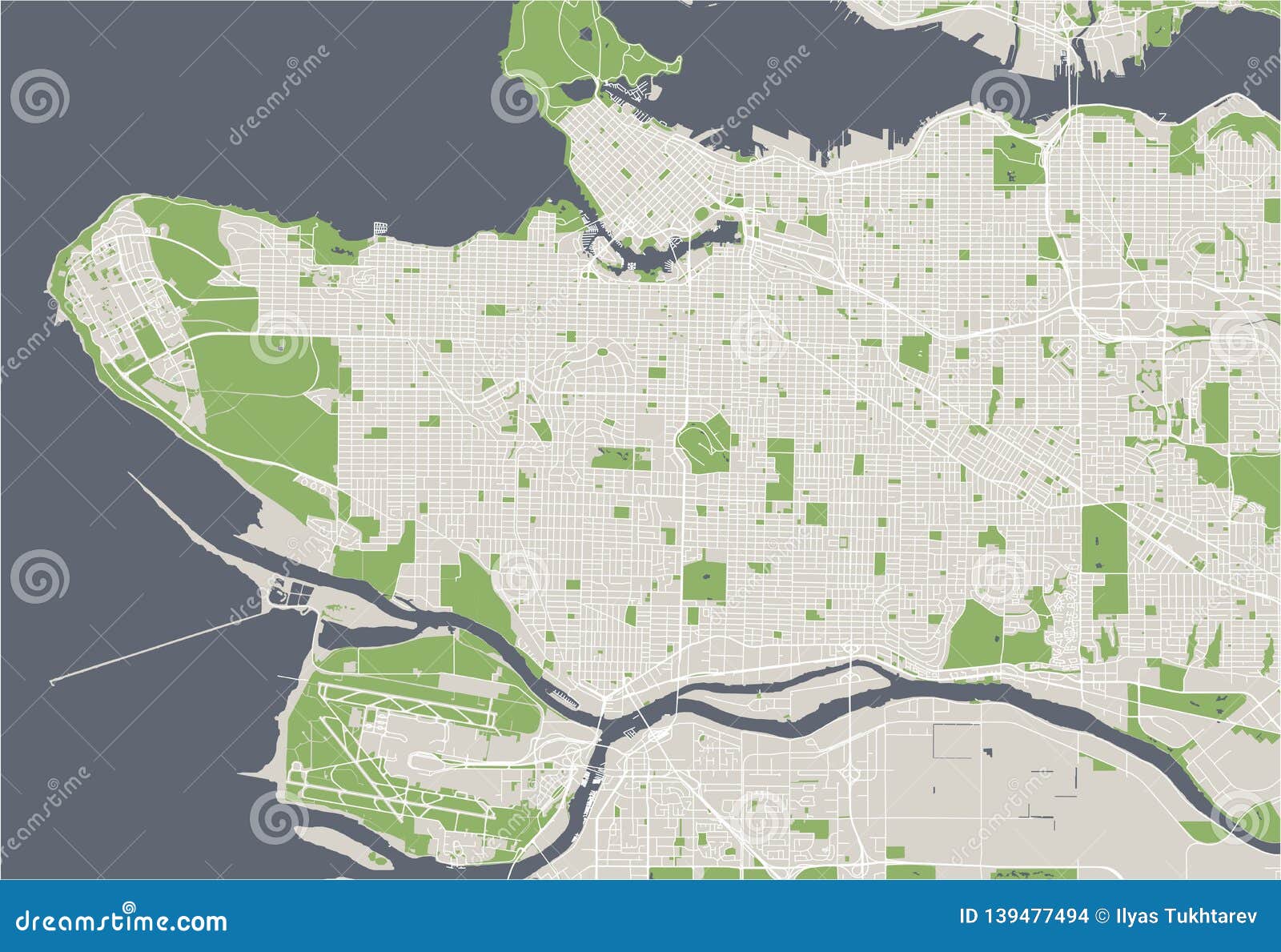 Map of the City of Vancouver , Canada Stock Vector - Illustration of ...