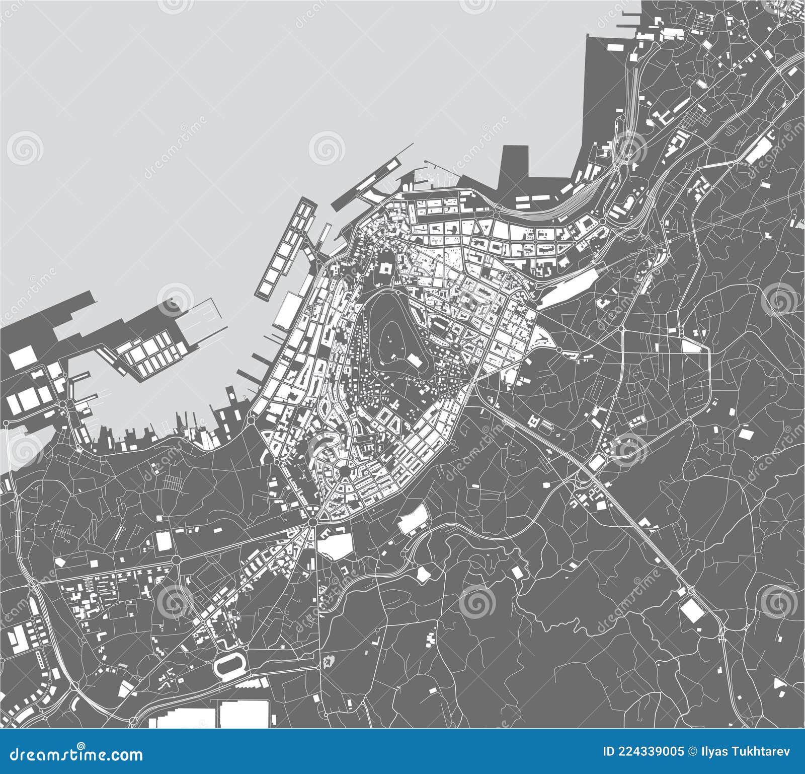 Map of the City of Vigo, Spain Stock Illustration - Illustration of ...
