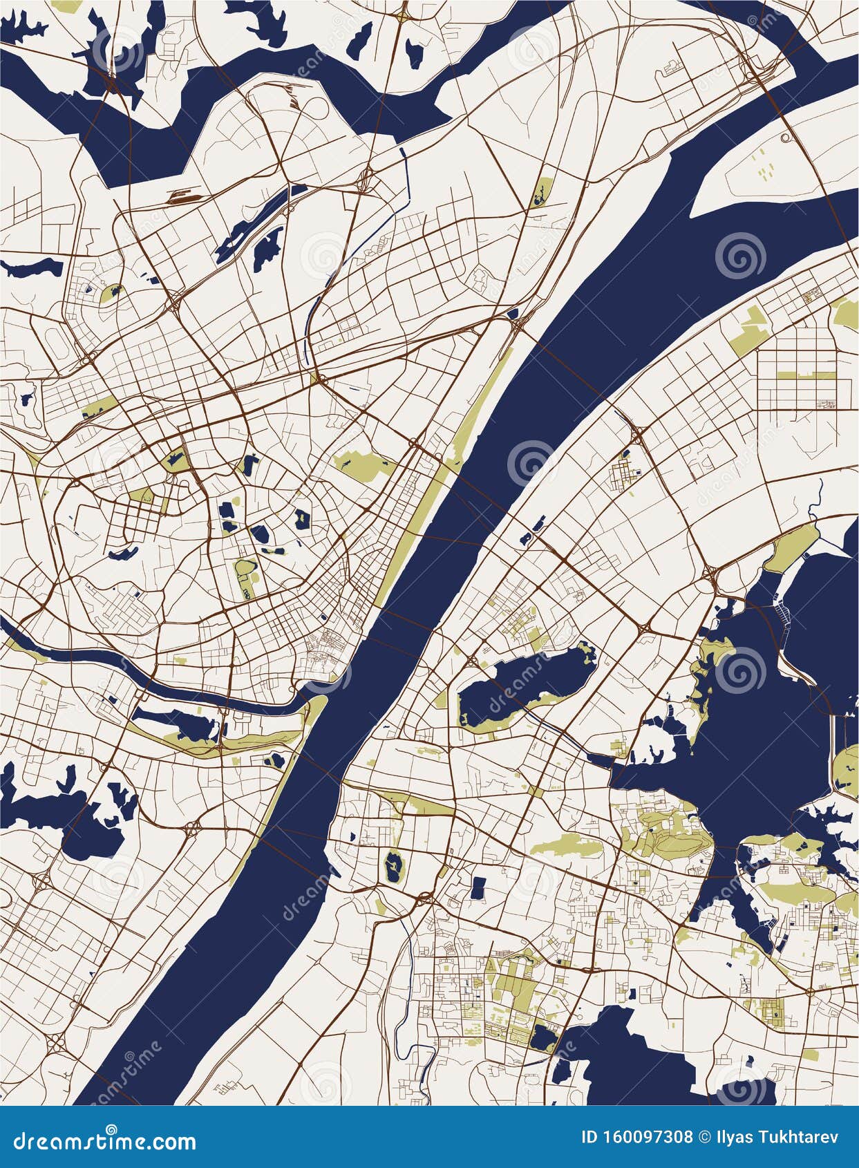 Map of the City of Wuhan, China Stock Illustration - Illustration of ...