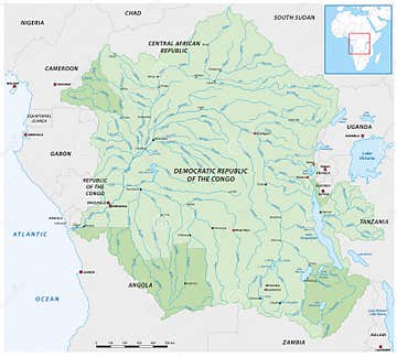 Vector Map of the Congo River Basin Stock Vector - Illustration of ...