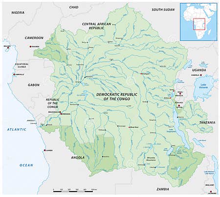 Vector Map of the Congo River Basin Stock Vector - Illustration of ...