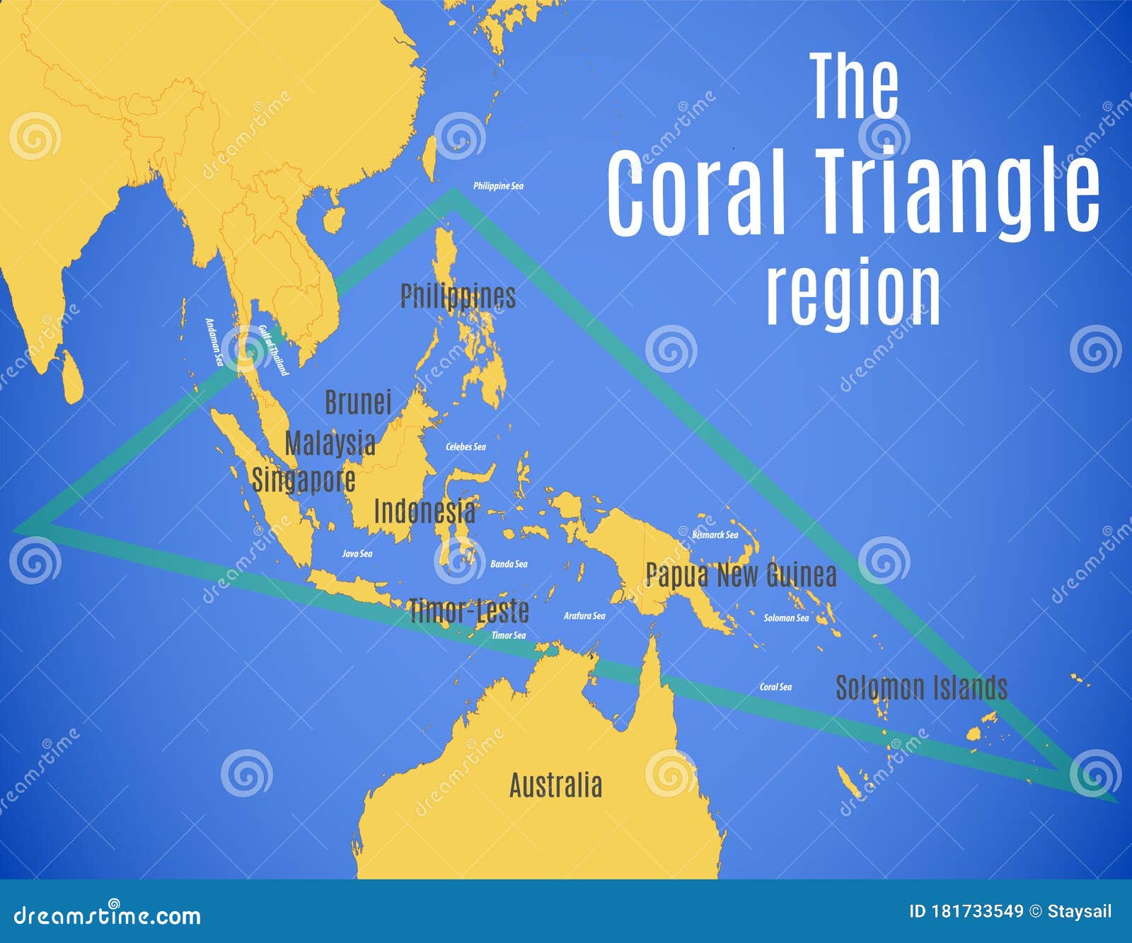 Vector Map of the Coral Triangle Region Stock Vector - Illustration of ...