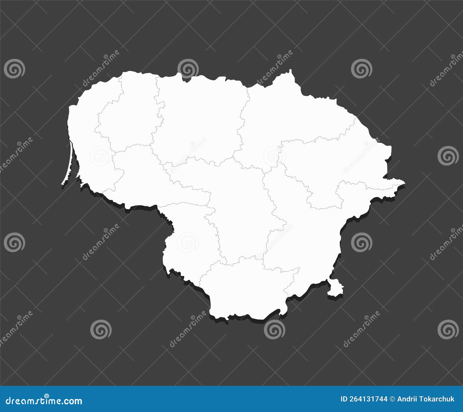 Vector Map Country Lithuania Divided on Regions Stock Illustration ...