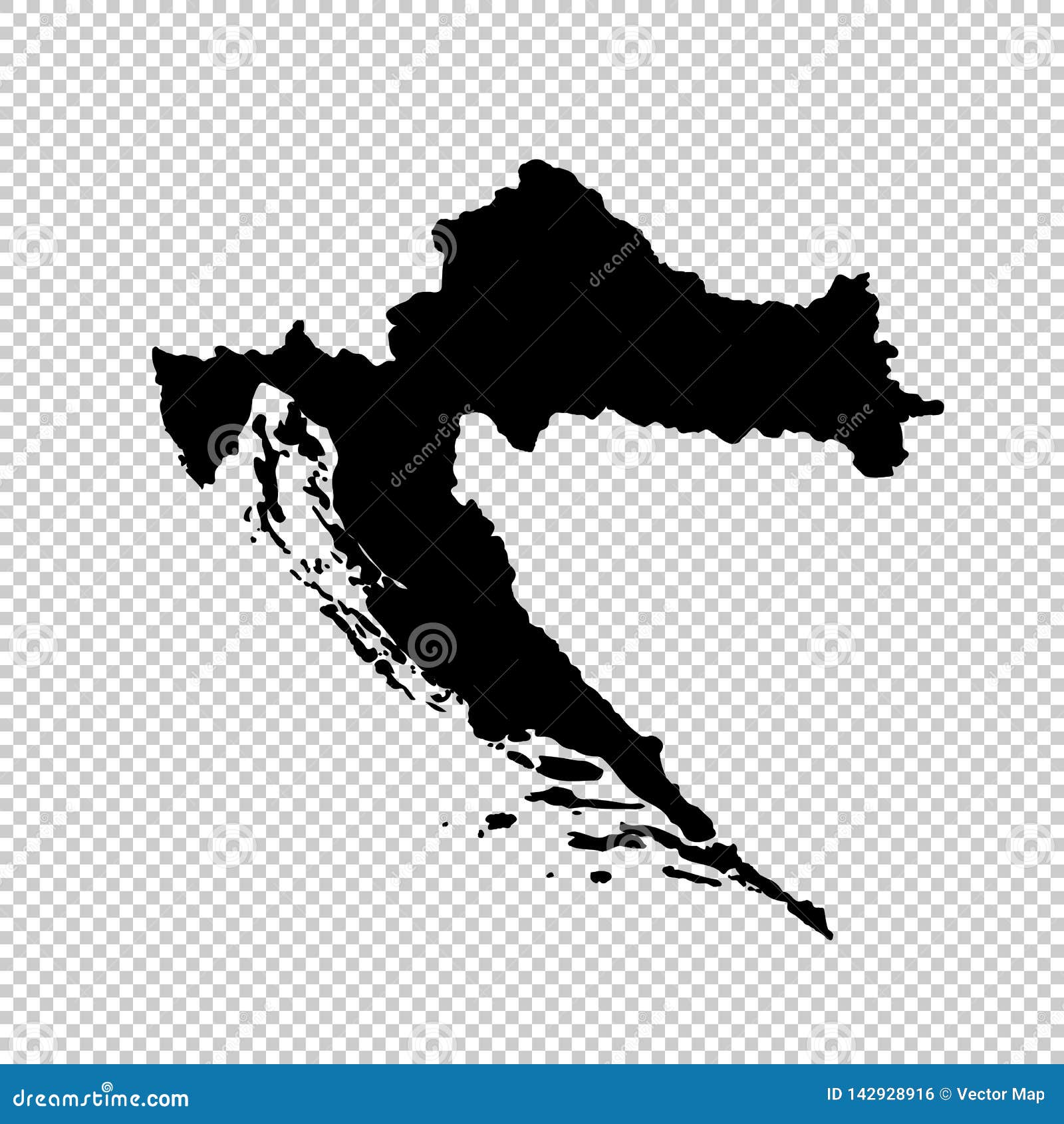Vector Map Croatia. Isolated Vector Illustration. Black On White ...