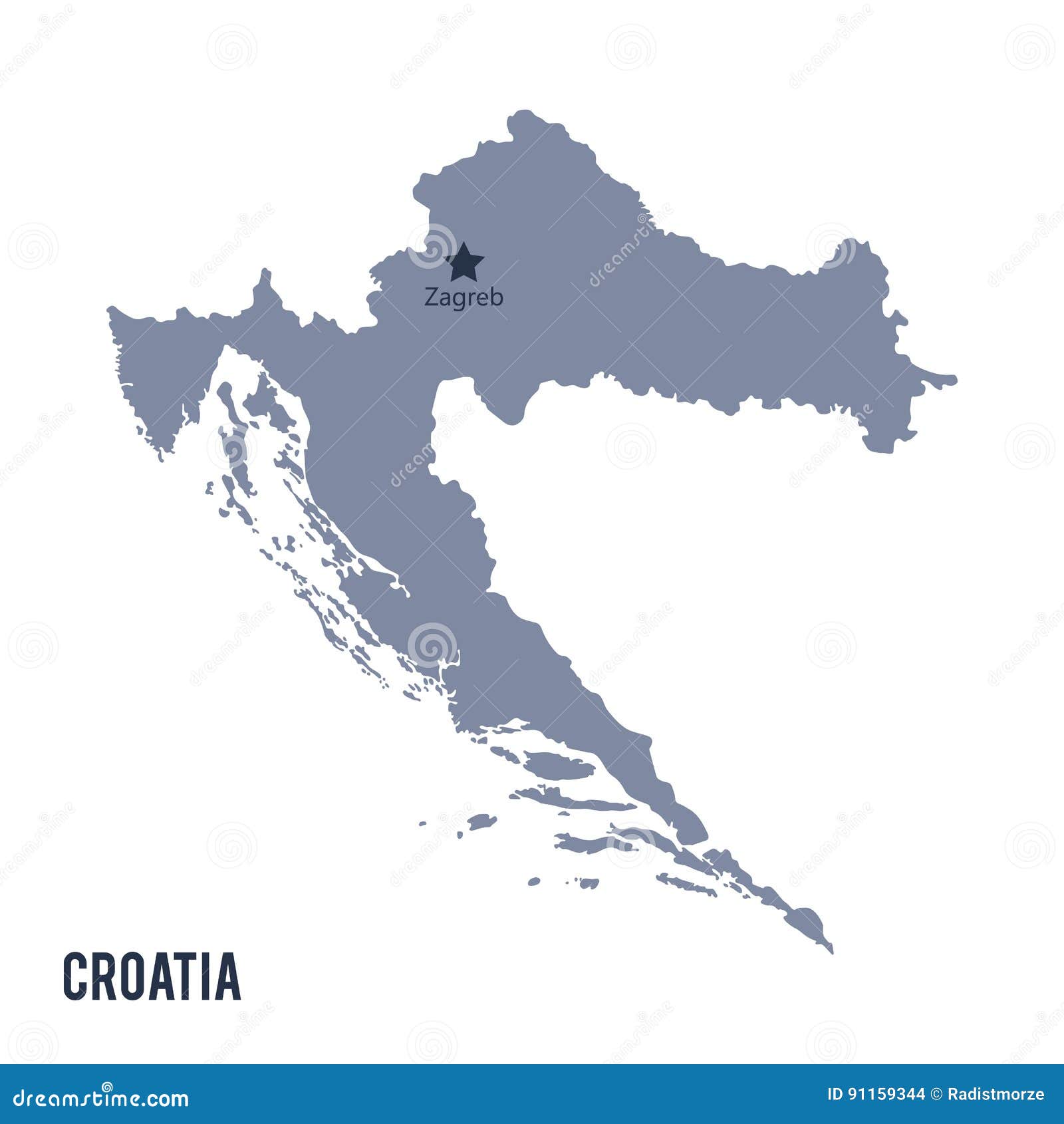 Vector Map of Croatia Isolated on White Background. Stock Illustration ...