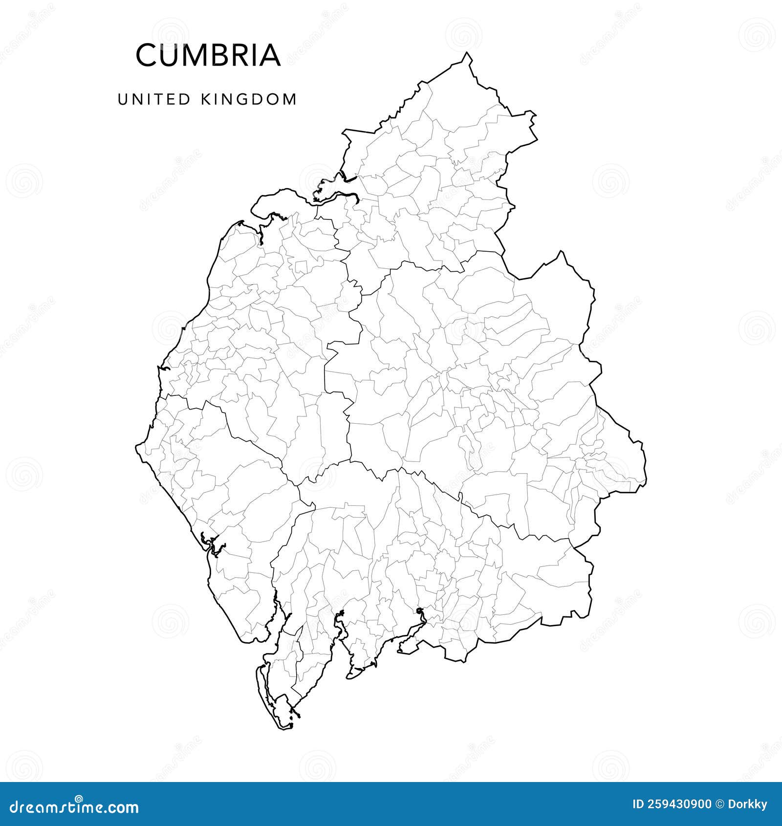 Administrative Map of Cumbria As of 2022 - Vector Illustration Stock ...