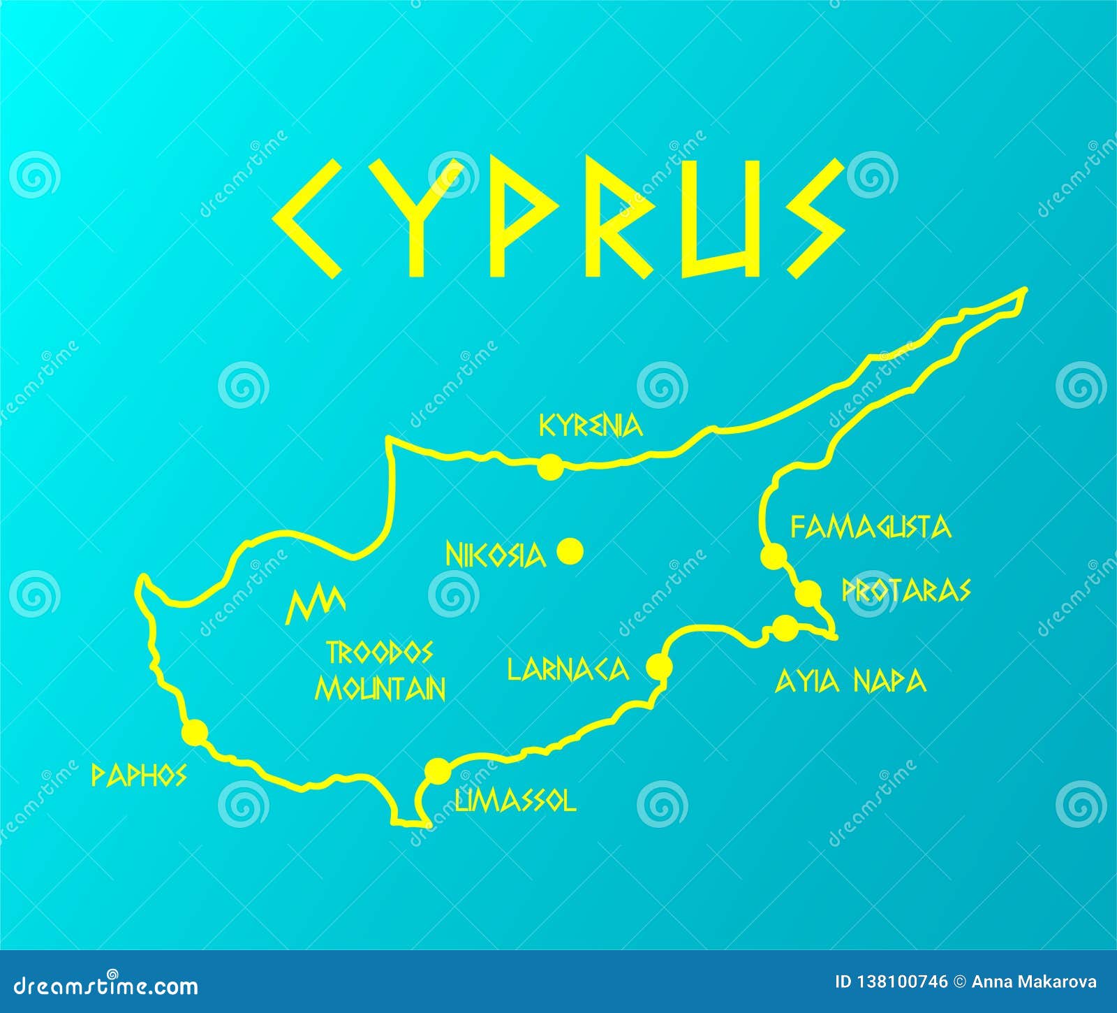Vector Map Cyprus with Cities and Capital Nicosia Stock Illustration ...