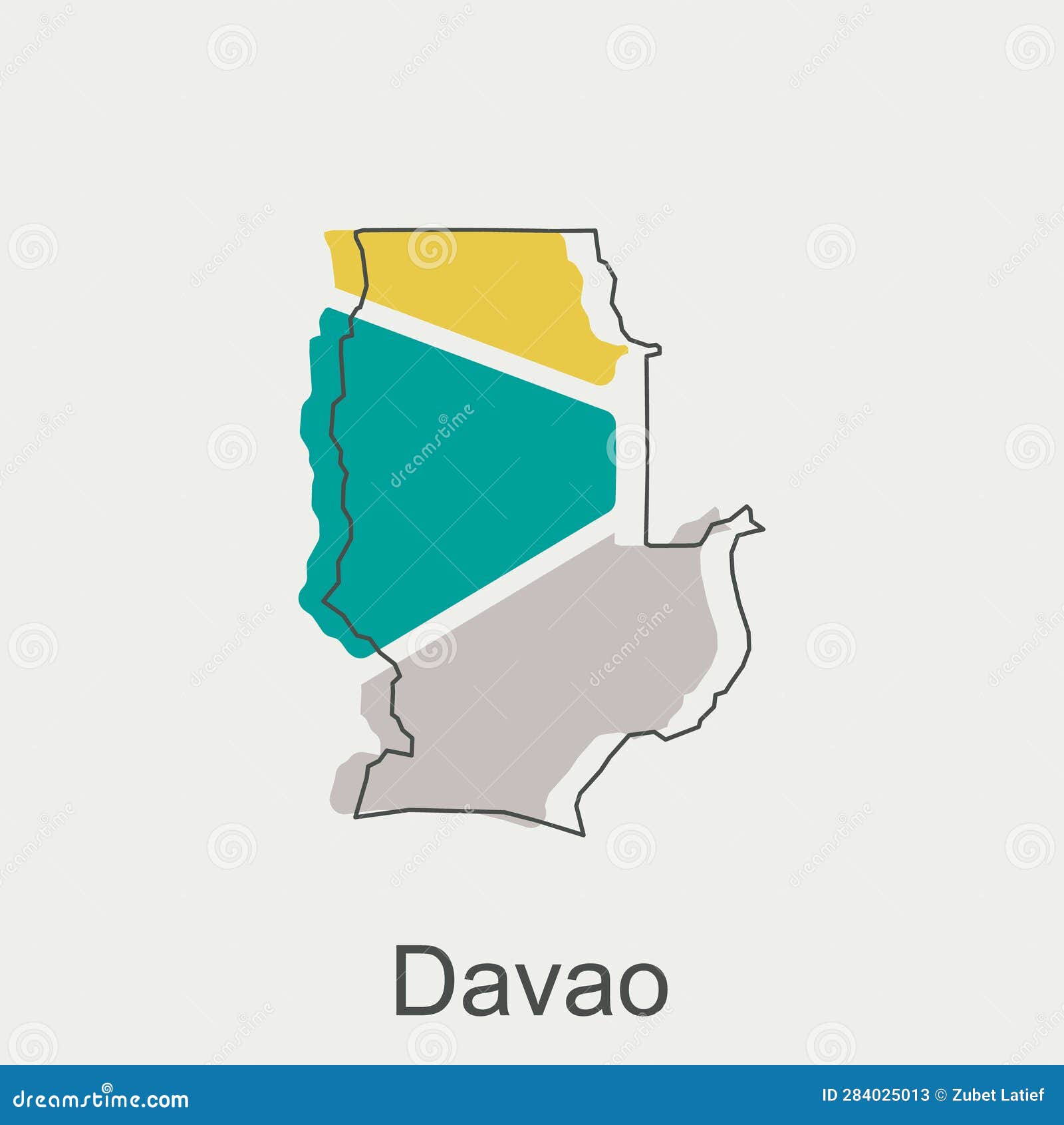 Vector Map Of Davao Modern Outline, High Detailed Vector Philippines ...