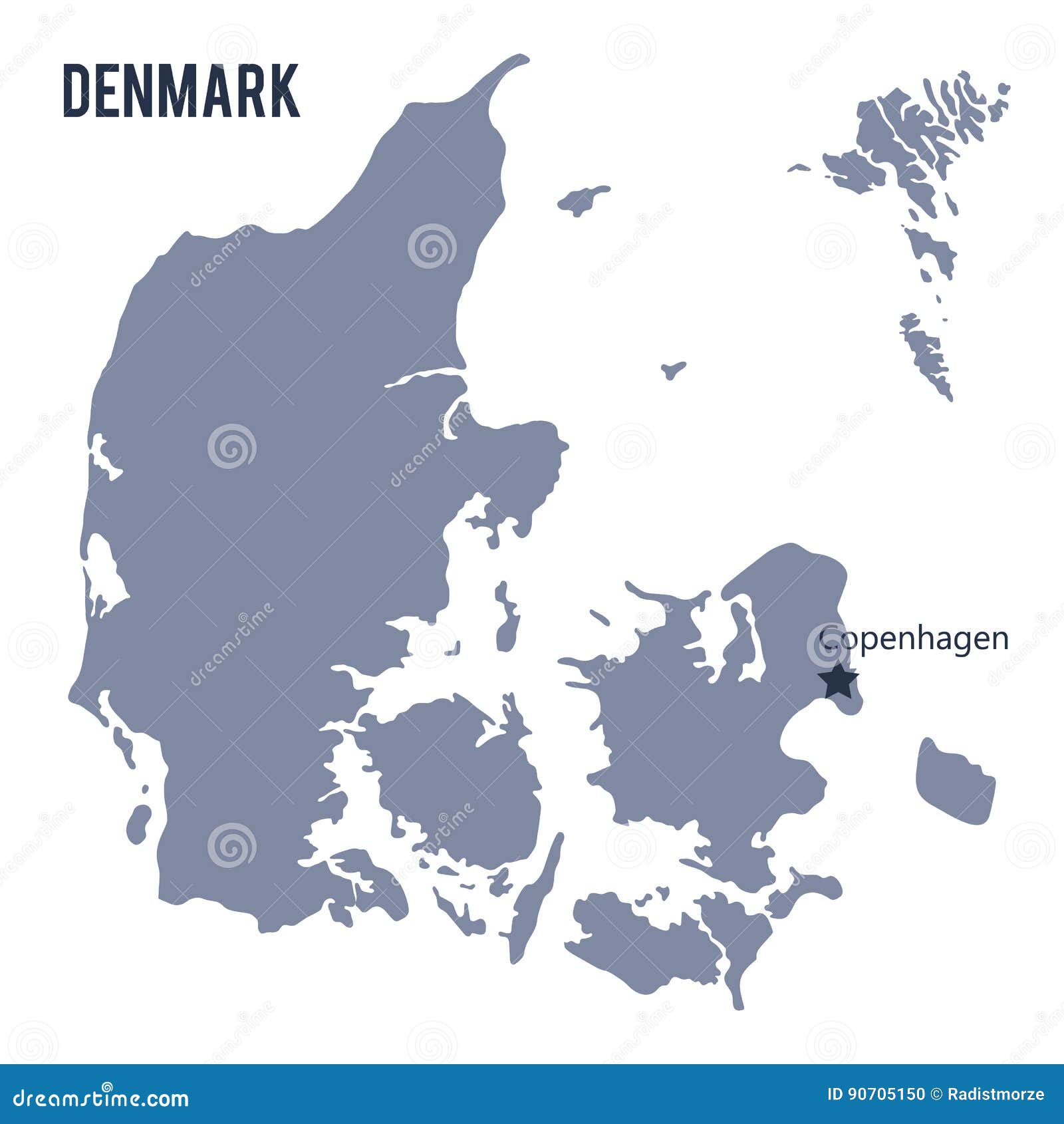 Vector Map Of Denmark Isolated On White Background. Stock Vector ...