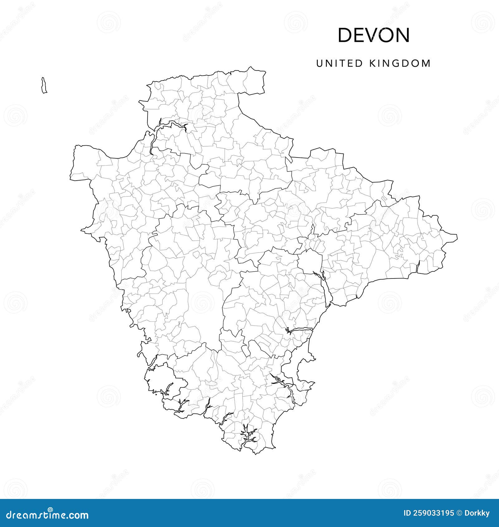 Administrative Map of Devon As of 2022 - Vector Illustration Stock ...