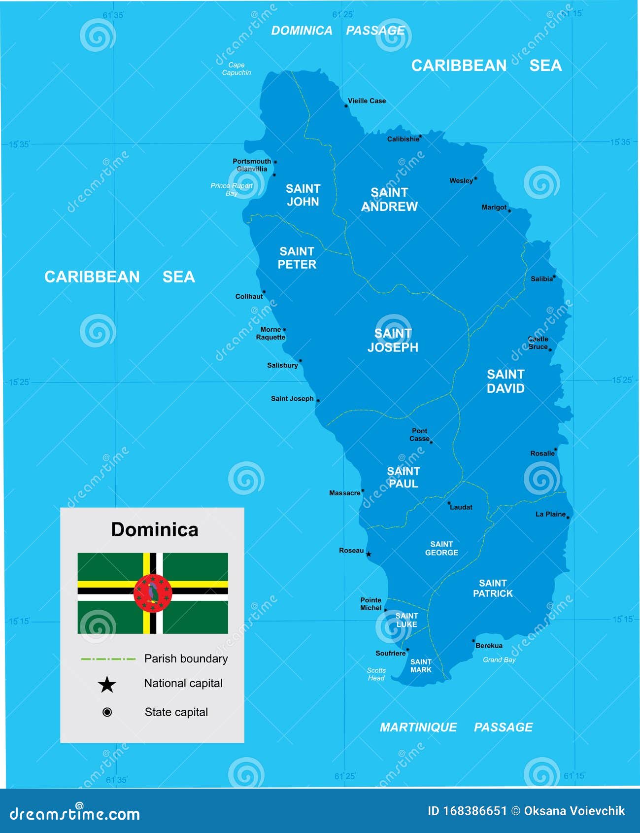 Vector map of Dominica stock vector. Illustration of american - 168386651