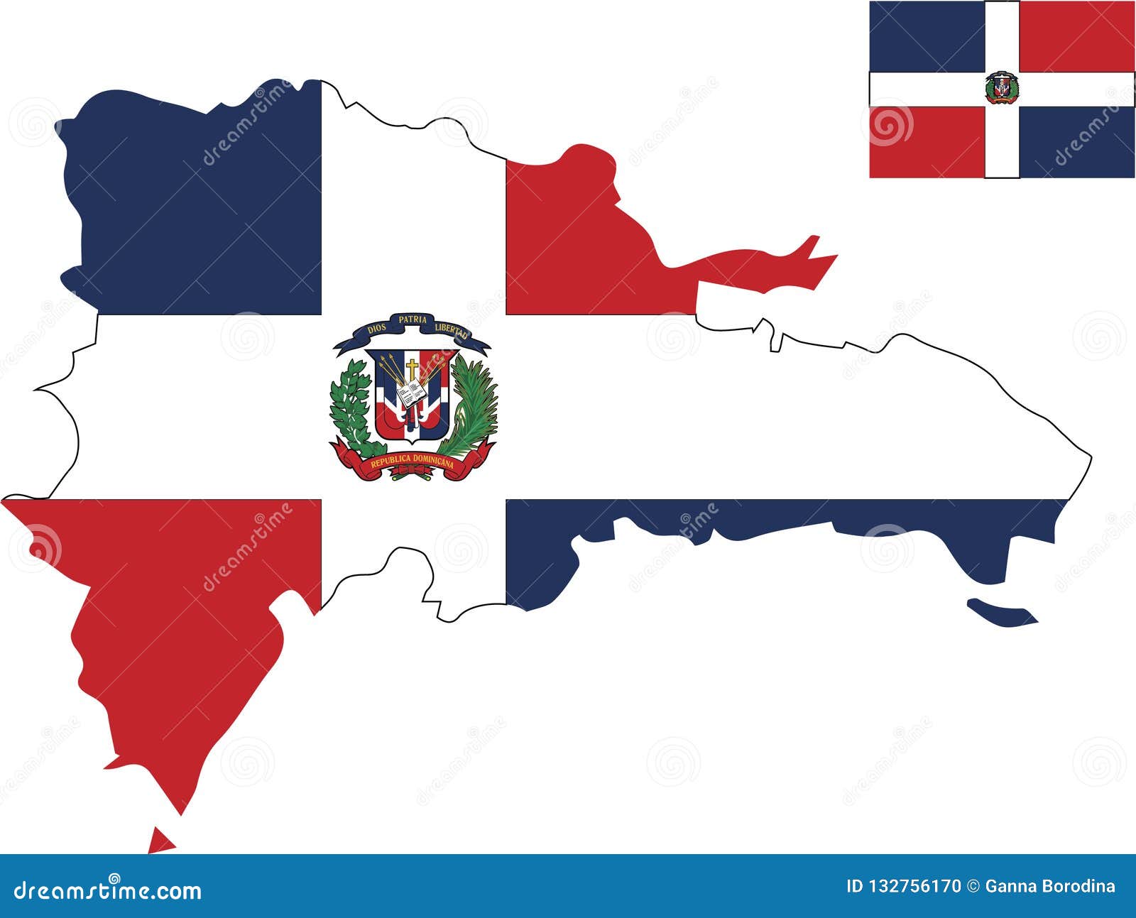 Vector Map of Dominican with Flag. Isolated, White Background Stock ...