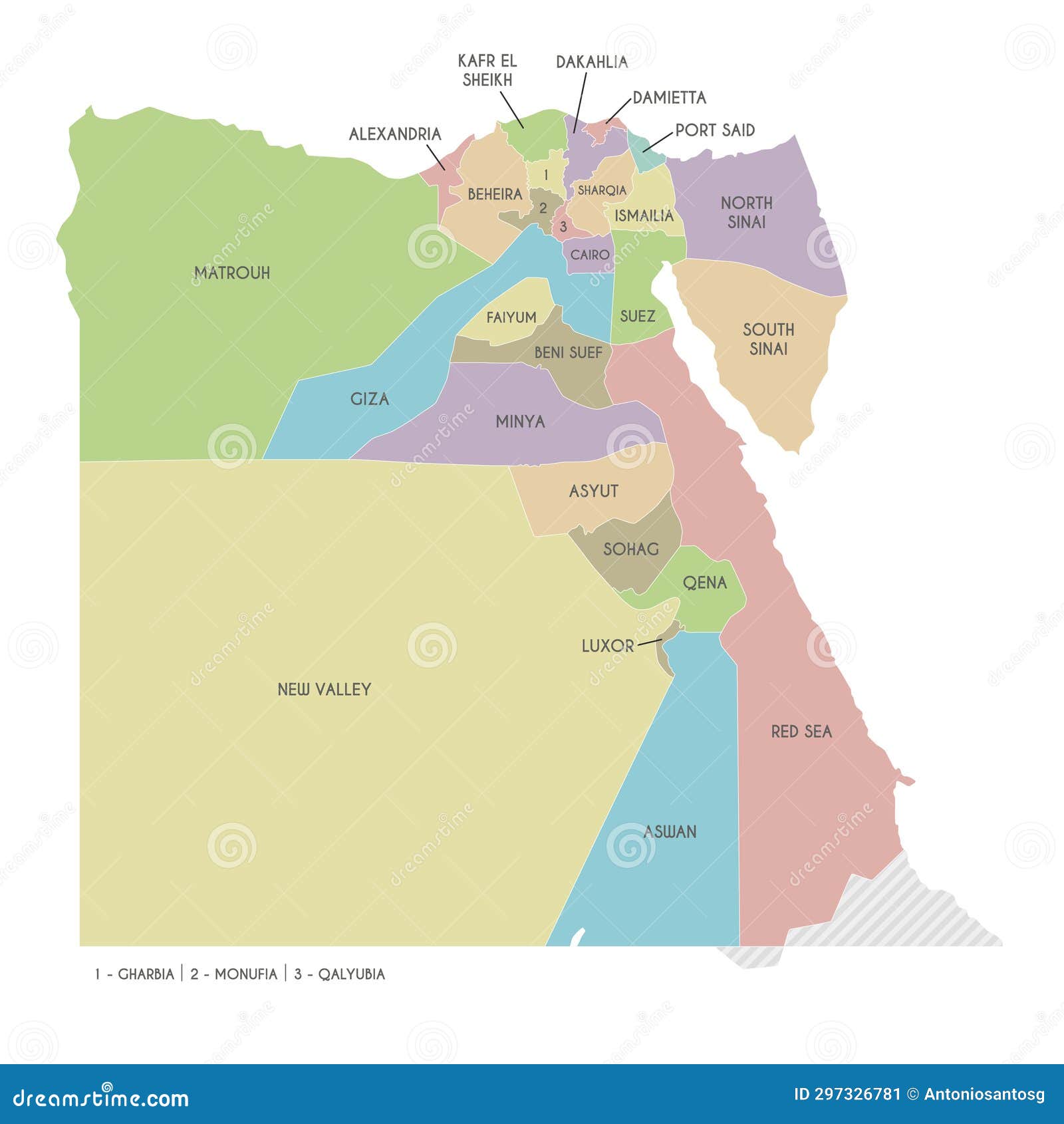 Vector Map Of Egypt With Governorates Or Provinces And Administrative ...