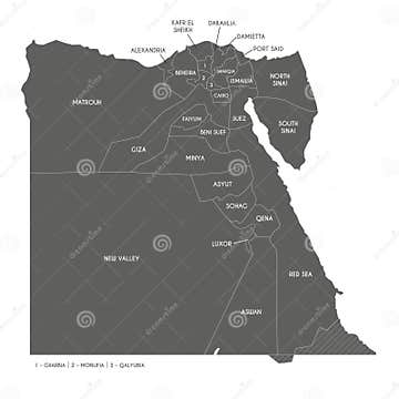 Vector Map of Egypt with Governorates or Provinces and Administrative ...